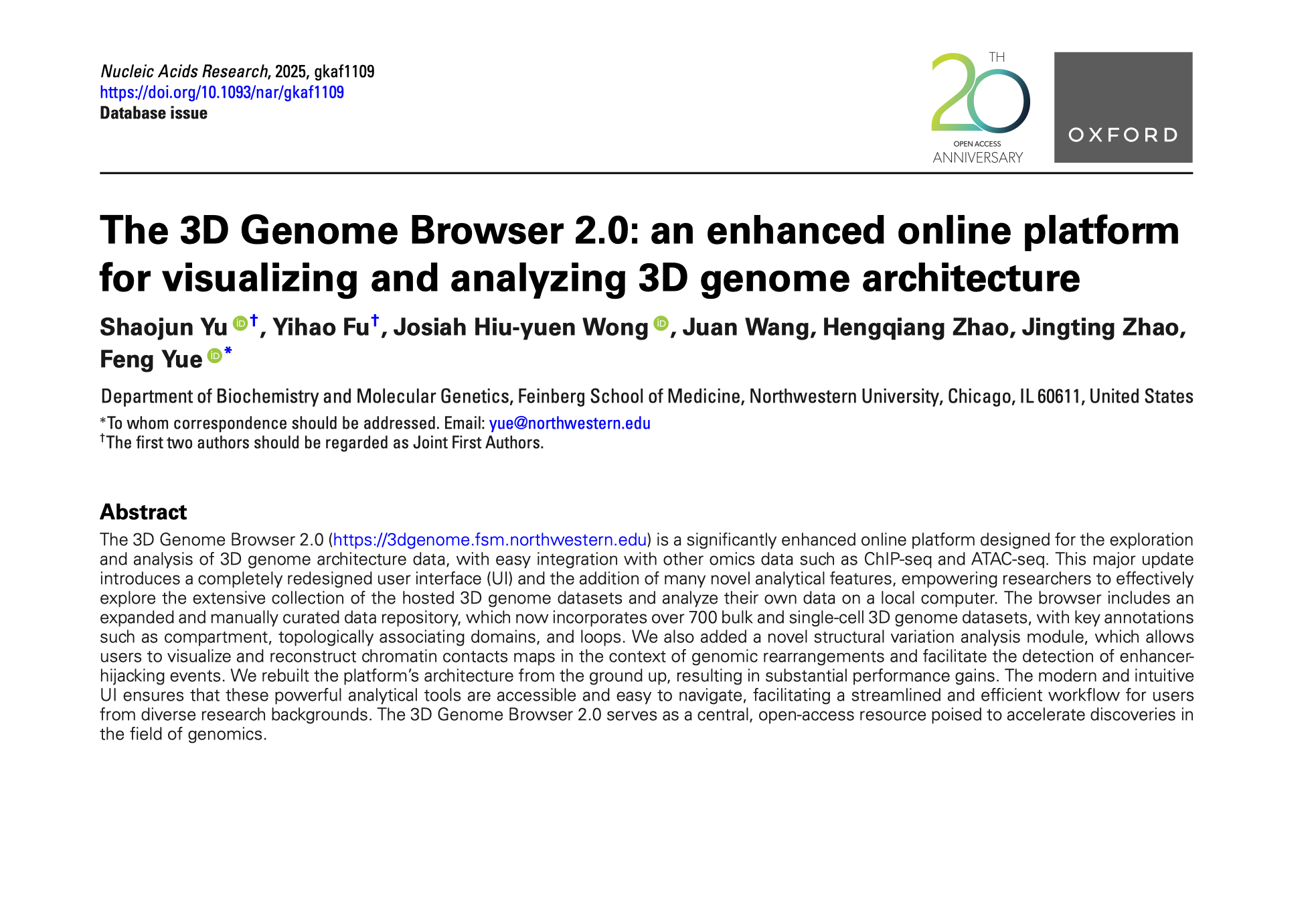 3D Genome Browser 2.0 - Visualize and Analyze 3D Genomic Data